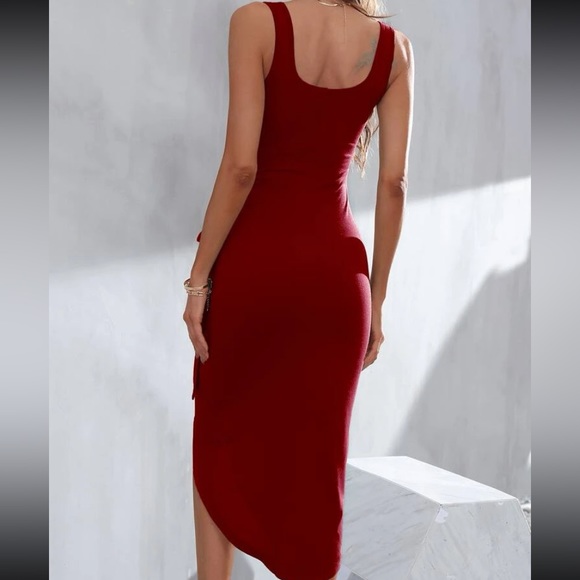 Dresses | Boho Burgundy Knot Side Bodycon Dress | Poshmark